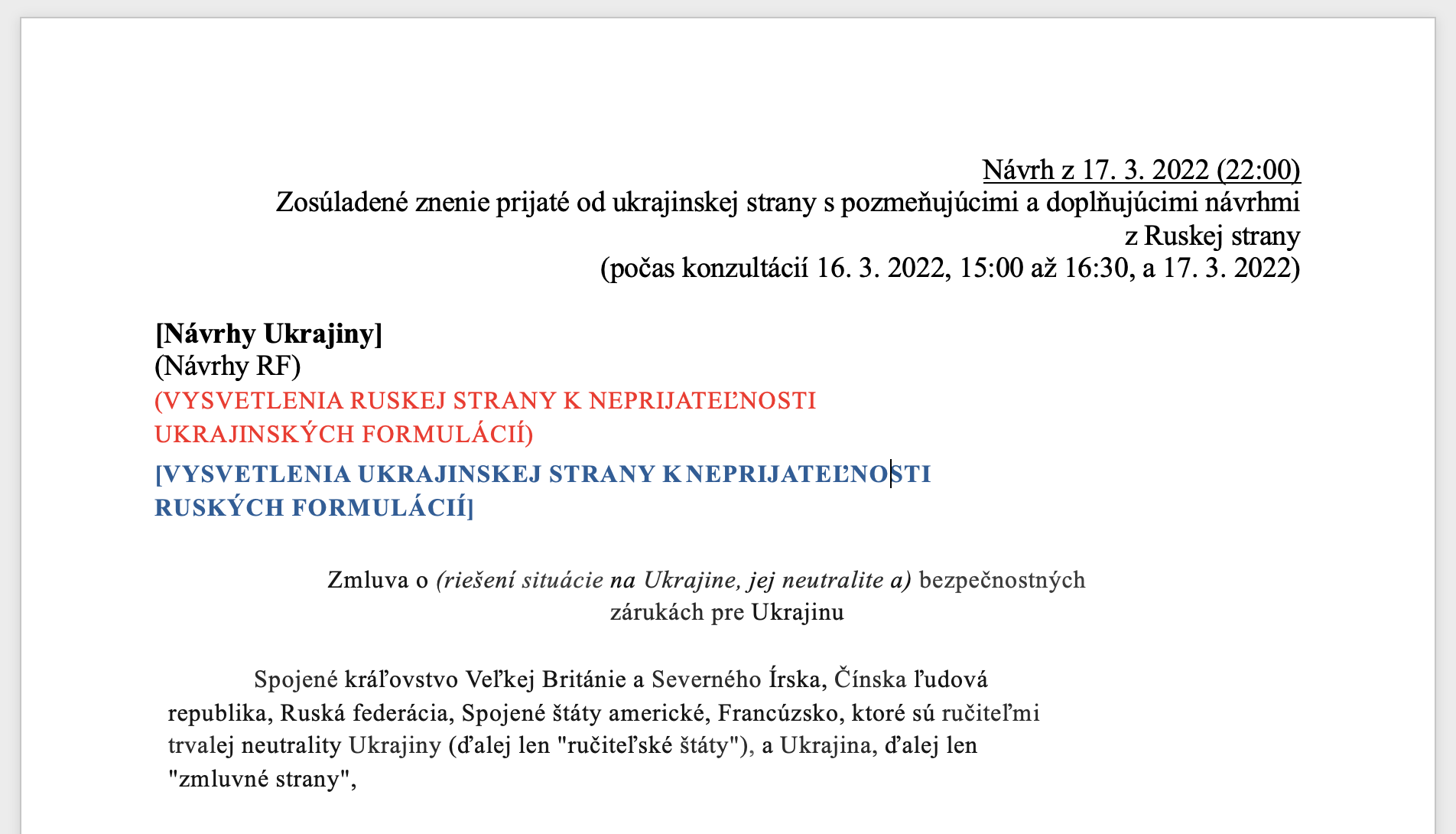 Historické dokumenty z rusko-ukrajinských rokovaní 2022: Čo presne sa v ...